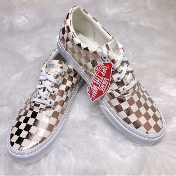 Vans | Shoes | Rare Nwt Rose Gold Vans Cream Checkerboard Authentic ...